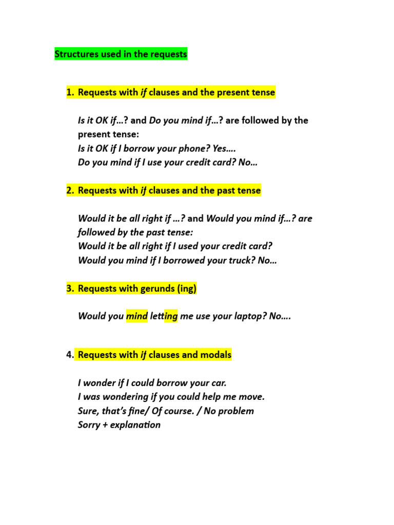 Structures Used in The Requests | PDF