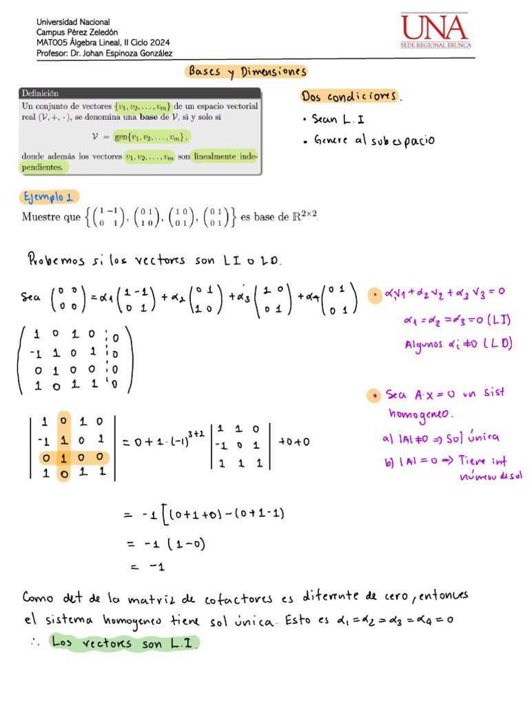 Clase 18. Bases y Dimensiones. G83 | PDF | Álgebra lineal | Álgebra