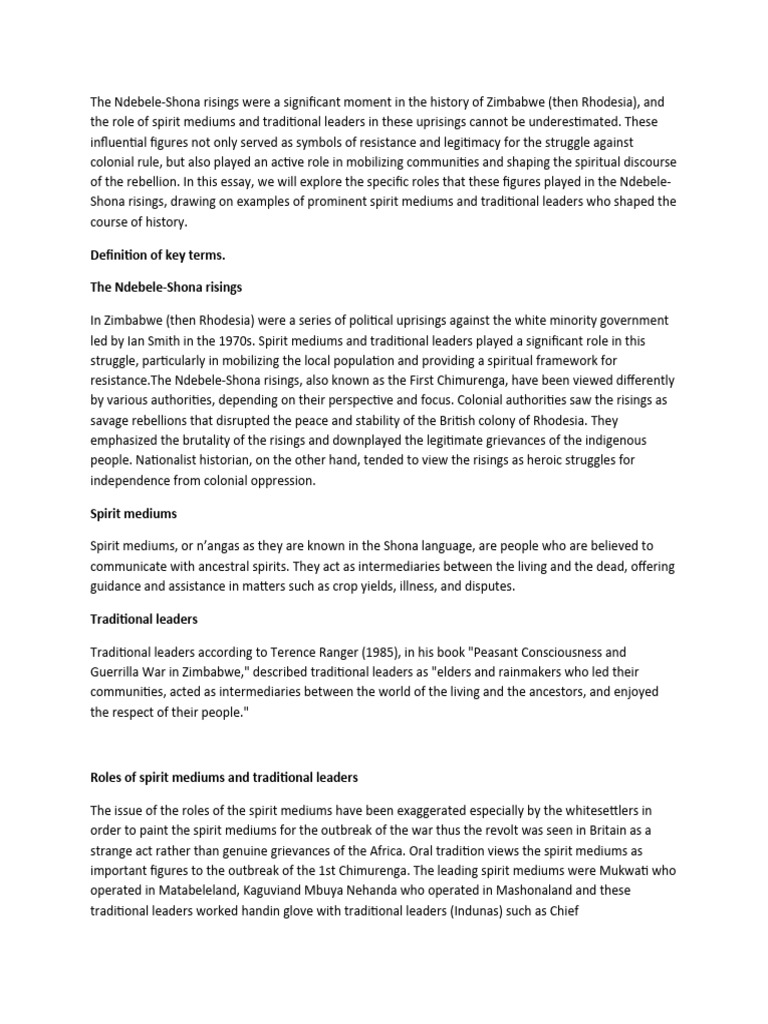 Spirit Mediums in the First Chimurenga | PDF | Prophecy