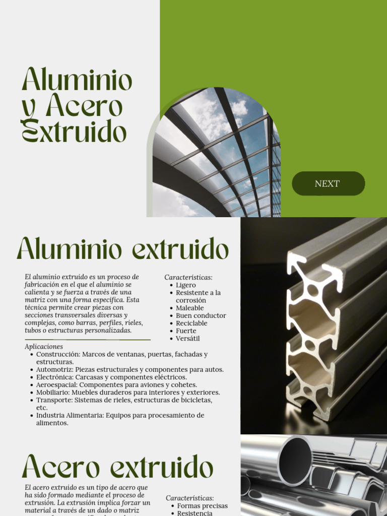 Aluminio y Acero Extruido, Materiales para Alberca | Descargar gratis PDF | Extrusión | Aluminio