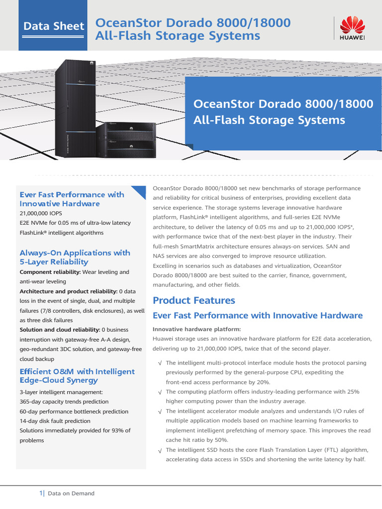 Huawei OceanStor Dorado 8000 18000 | PDF | Solid State Drive | Computer Data Storage