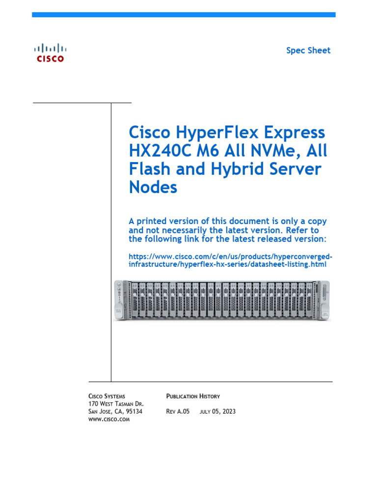 Cisco HyperFlex Express HX240C M6 All NVMe, AllFlash and Hybrid Server Nodes | PDF | Solid State ...