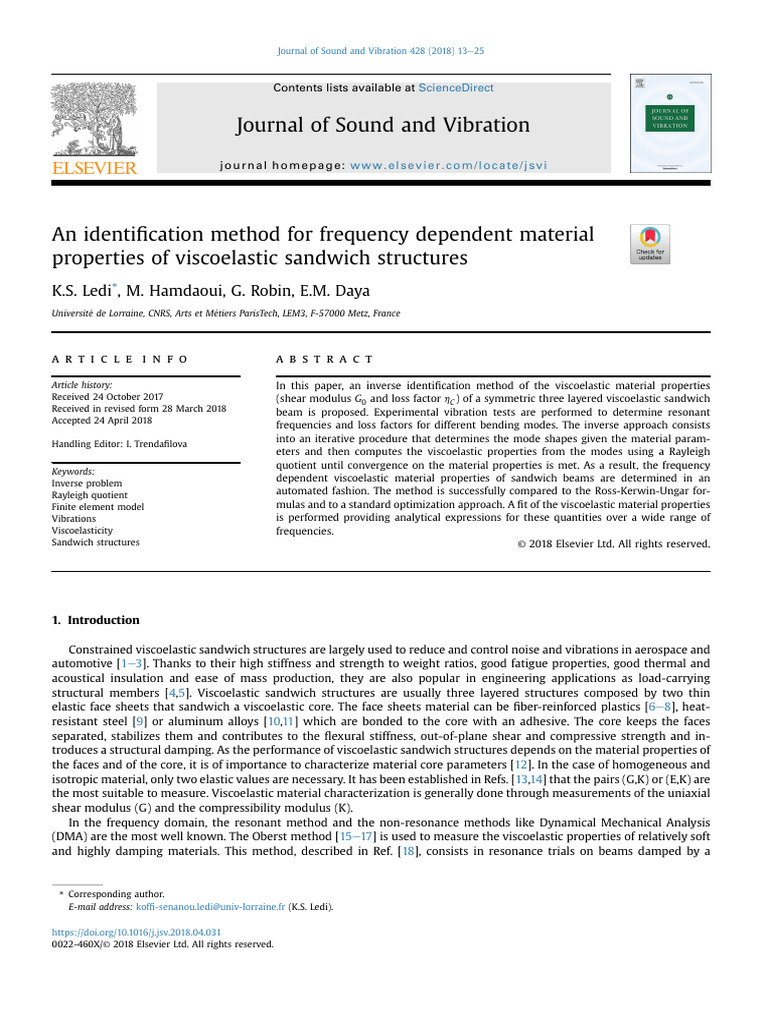 Viscoelastic Sandwich Beam Analysis | PDF | Viscoelasticity | Elasticity (Physics)
