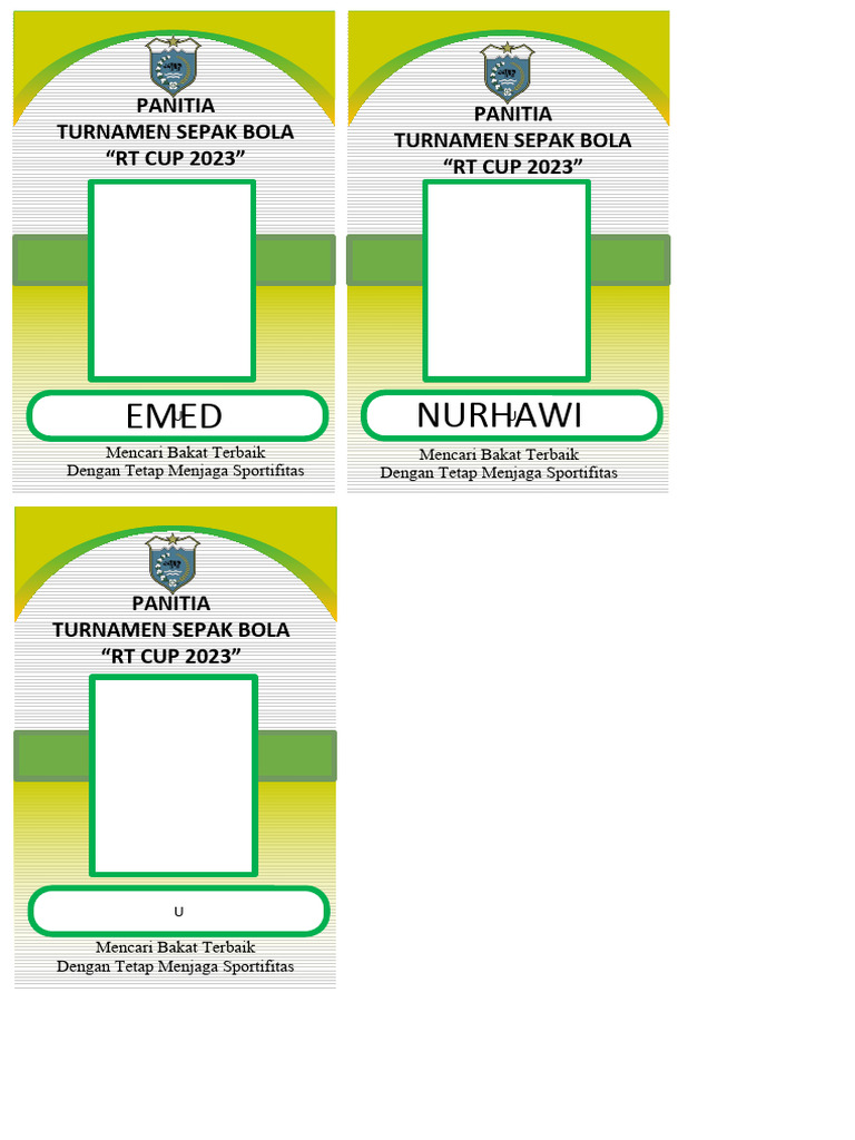 Id-Card Panitia Sepak Bola RT Cup 2023 | PDF