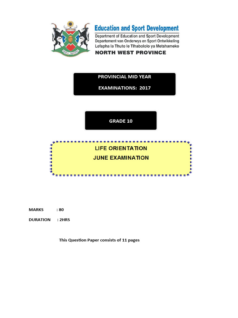 Life Orientation GR 10 Paper | Download Free PDF | Self Esteem | Social ...