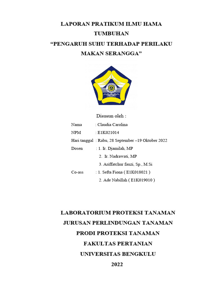 Laporan Pratikum Ilmu Hama Tumbuhan Kutu Beras | PDF