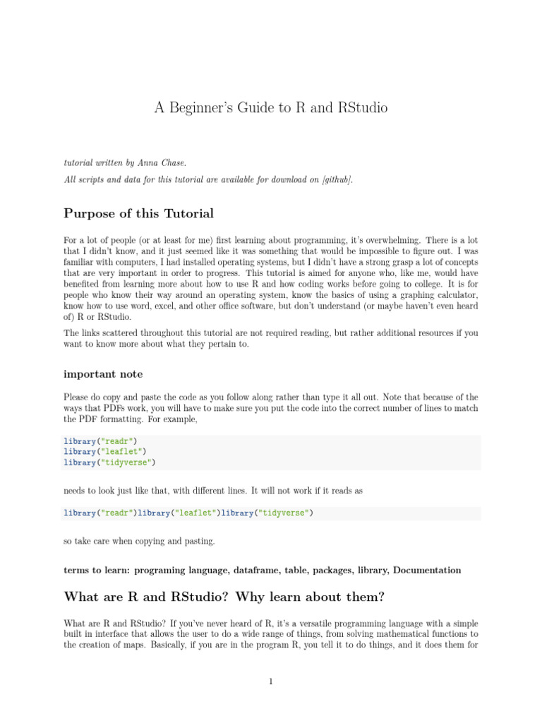 Beginners Guide To R and RStudio | PDF | Microsoft Excel | Library ...