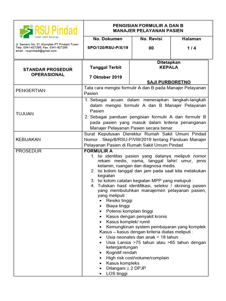 Spo Pengisian Formulir A Dan B MPP | PDF