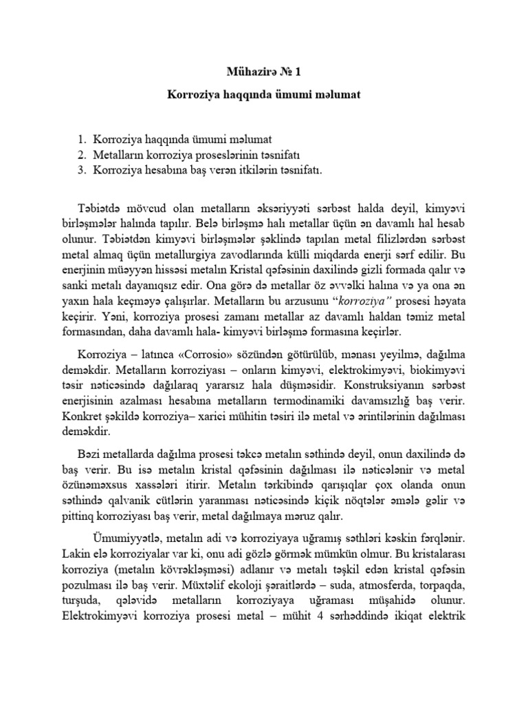 Korroziya Mühazirə 1 | PDF