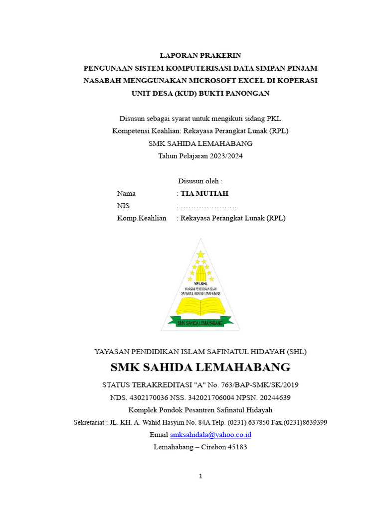 Laporan PKL Tia Fix | PDF | Bisnis