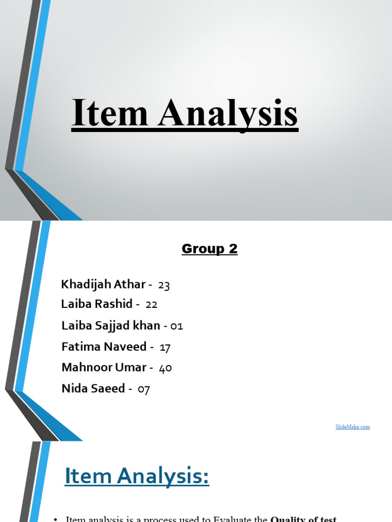 Item Analysis Group 2.2pptx | PDF | Multiple Choice | Science