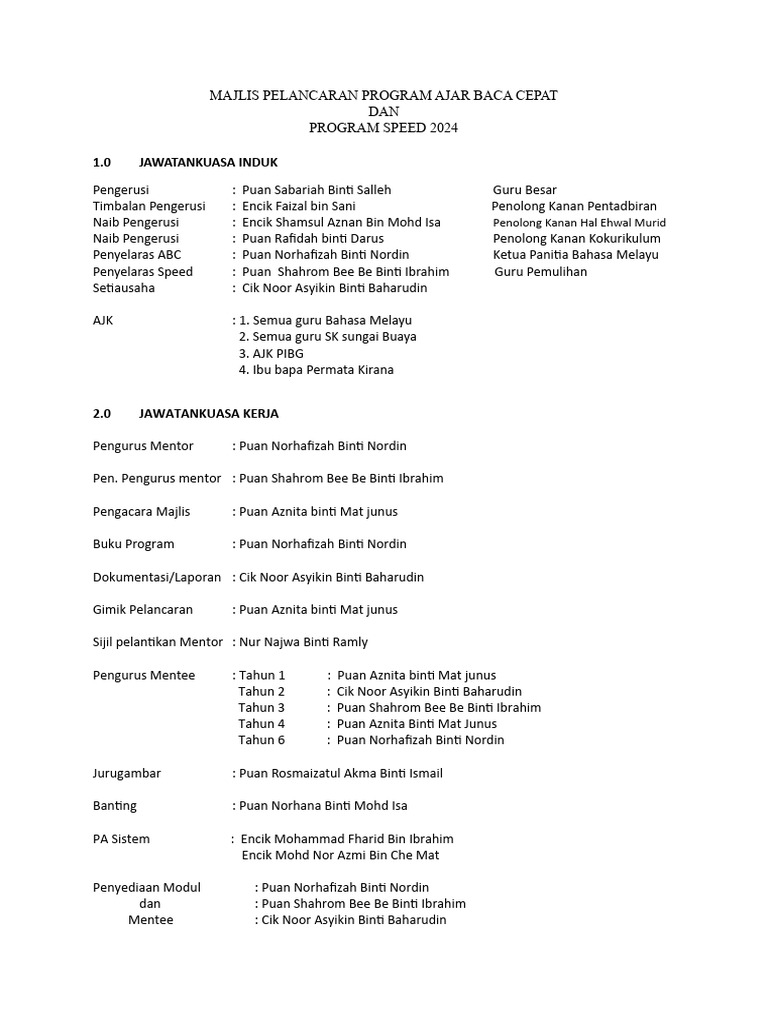 Ajk Program Ajar Baca Cepat Dan Speed 2024 | PDF