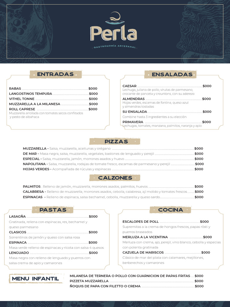 Menu Perla | PDF | ensalada | pesto
