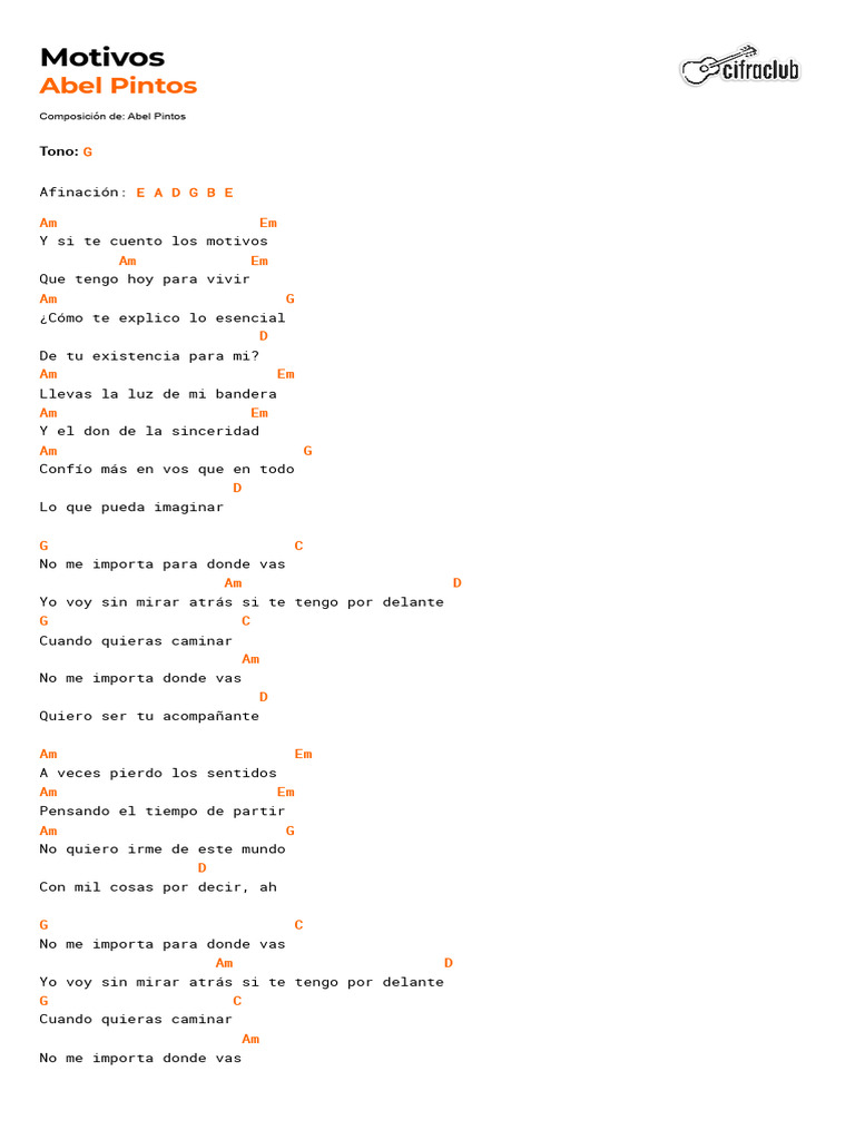 Motivos de Abel Pintos: Letra y Significado | PDF