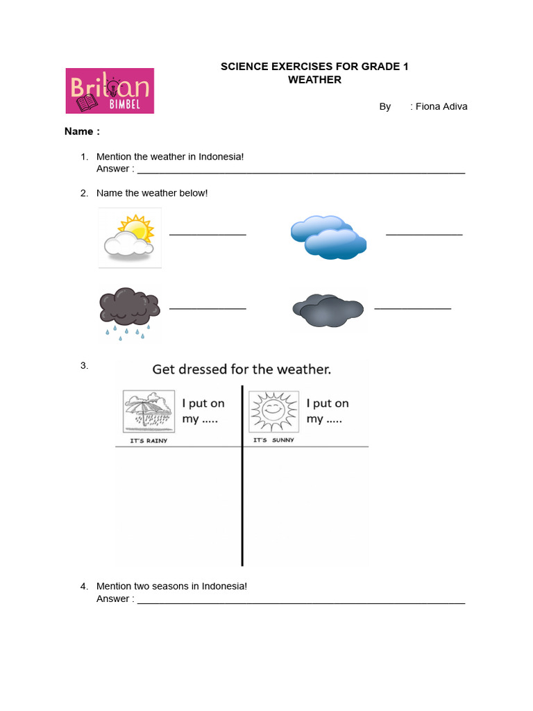 Grade 1 Weather Science Exercises | PDF