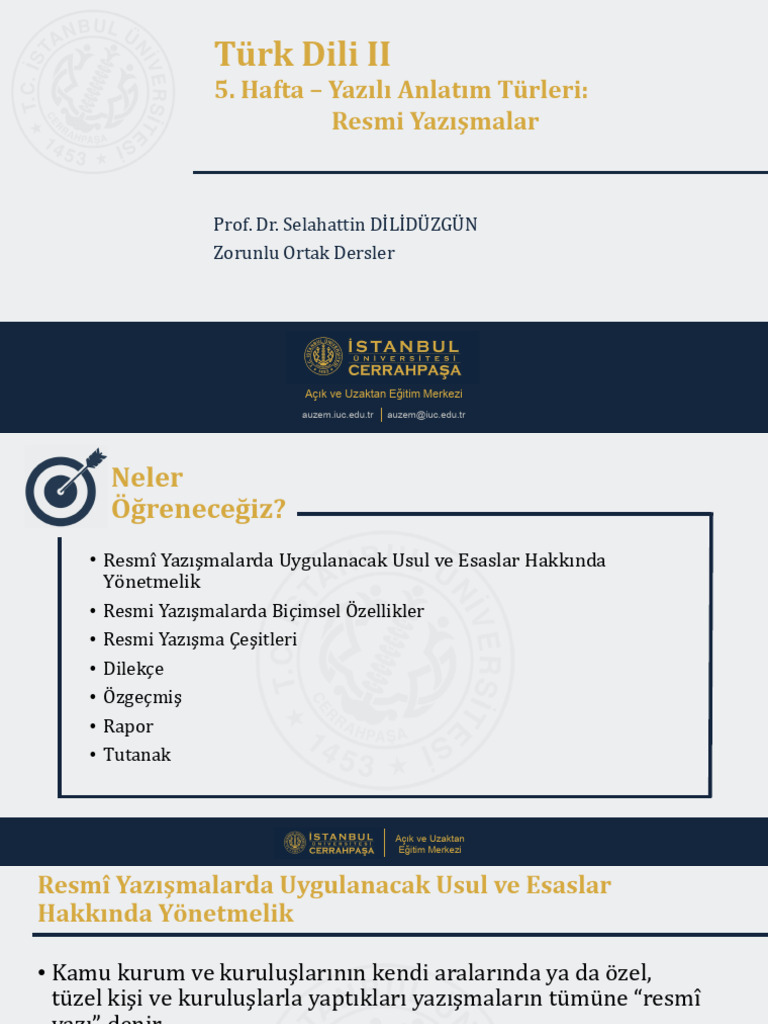 TÃ RK Dili II - 5. Hafta (Sunum) | PDF