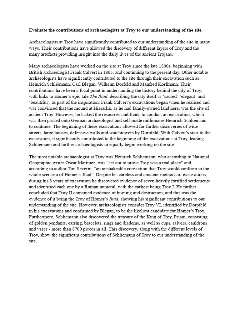 Sample Troy Response | PDF | Troy | Archaeology