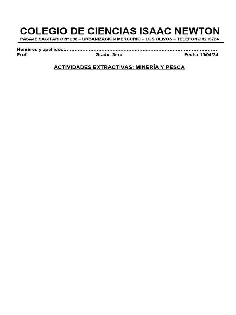Actividades Extractivas: Minería y Pesca | PDF | Perú