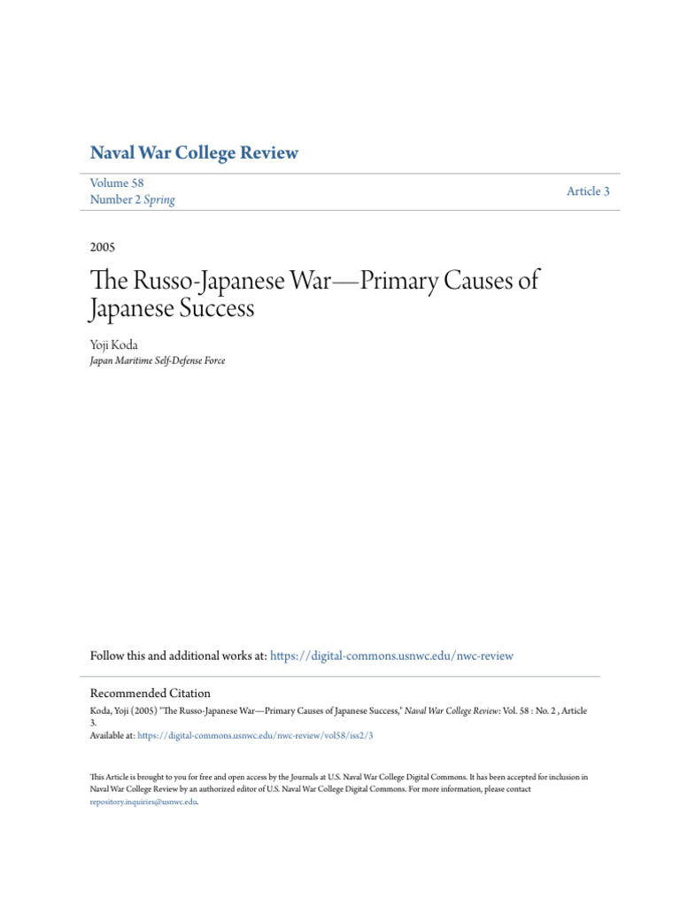 The Russo-Japanese War - Primary Causes of Japanese Success | PDF ...