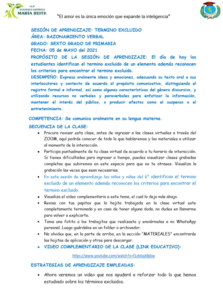 Raz Verbal Sesion | PDF | Aprendizaje | Modificación de comportamiento