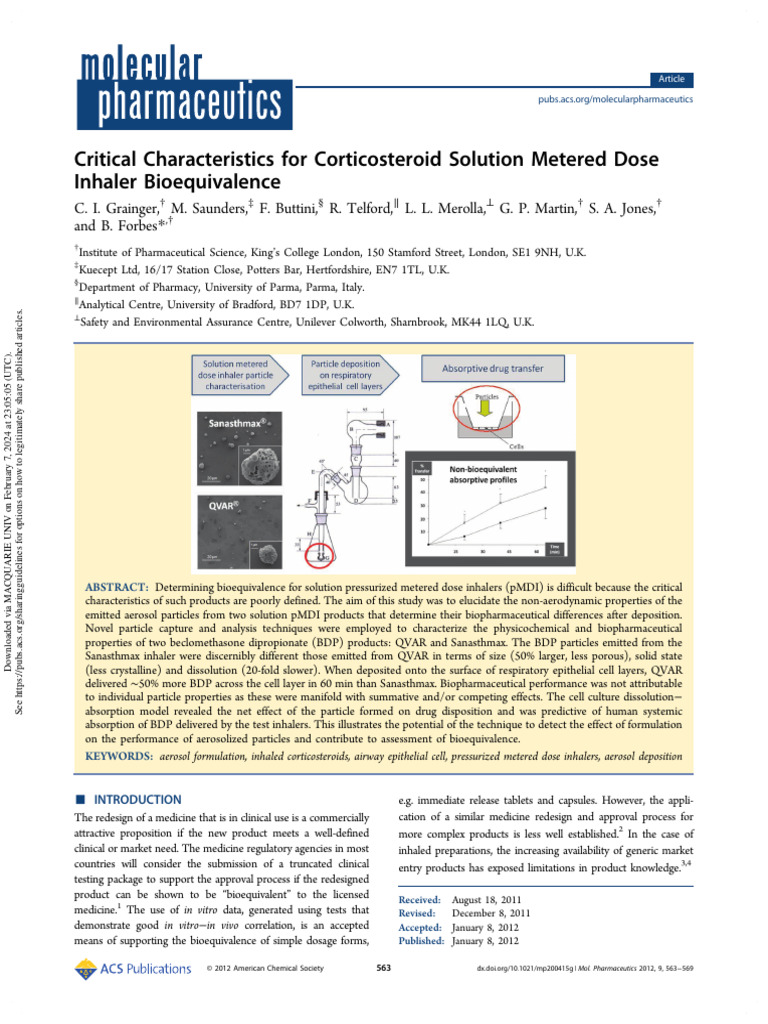 Characteristics For Corticosteroid Solution Metered Dose Inhaler ...