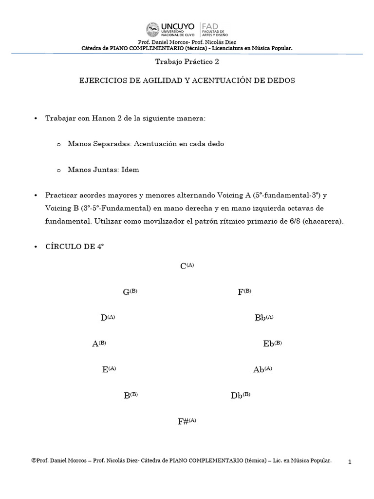 Ejercicios de Piano Complementario | PDF