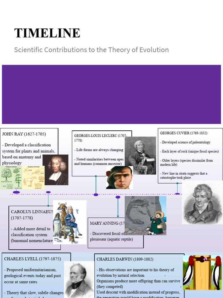 Timeline of Scientific Contributions To The Theory of Evolution | PDF ...