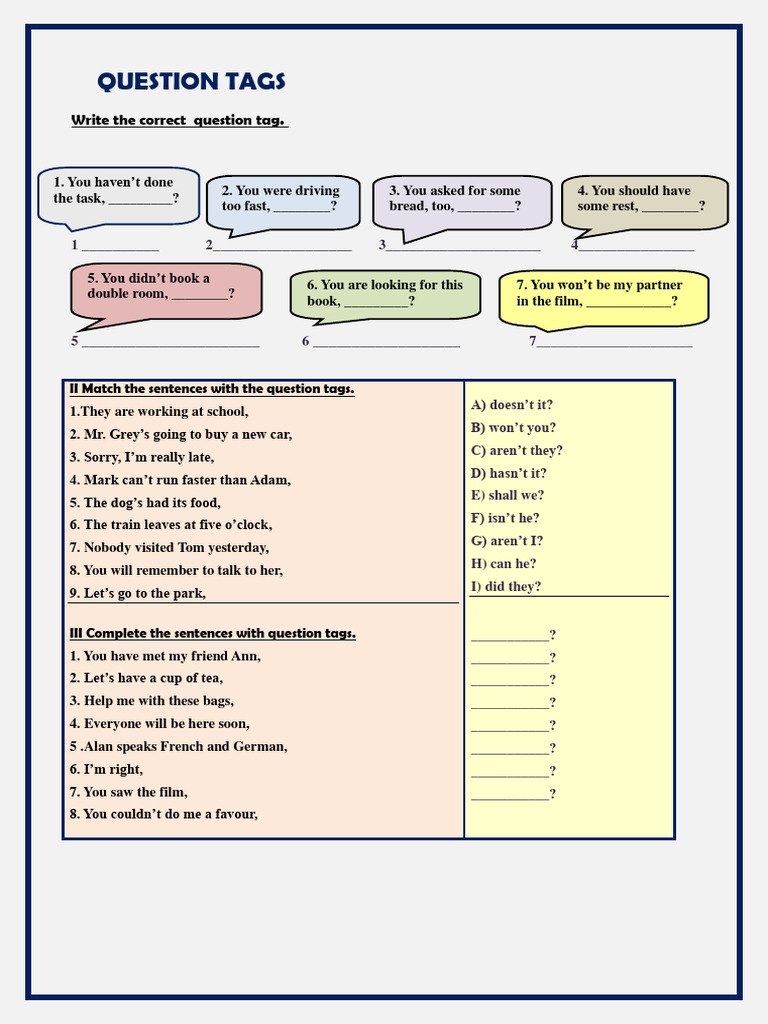 Ejercicios Question Tag 8 | PDF