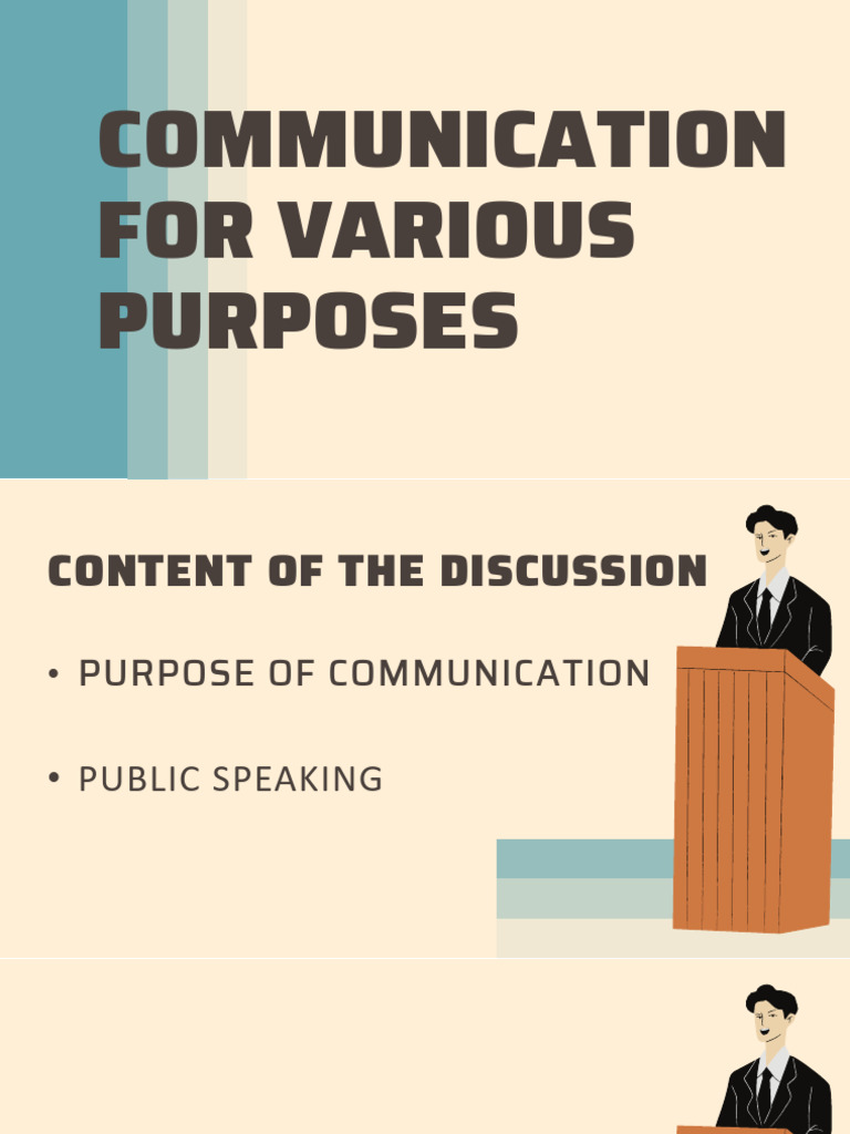 Communication For Various Purposes | PDF | Public Speaking | Persuasion