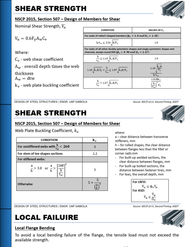 Shear and Local Failures Tables | PDF | Buckling | Physical Sciences