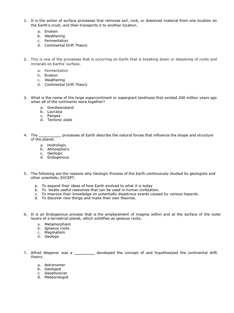 Moving Quiz Earth Science | PDF | Geology | Rock (Geology)