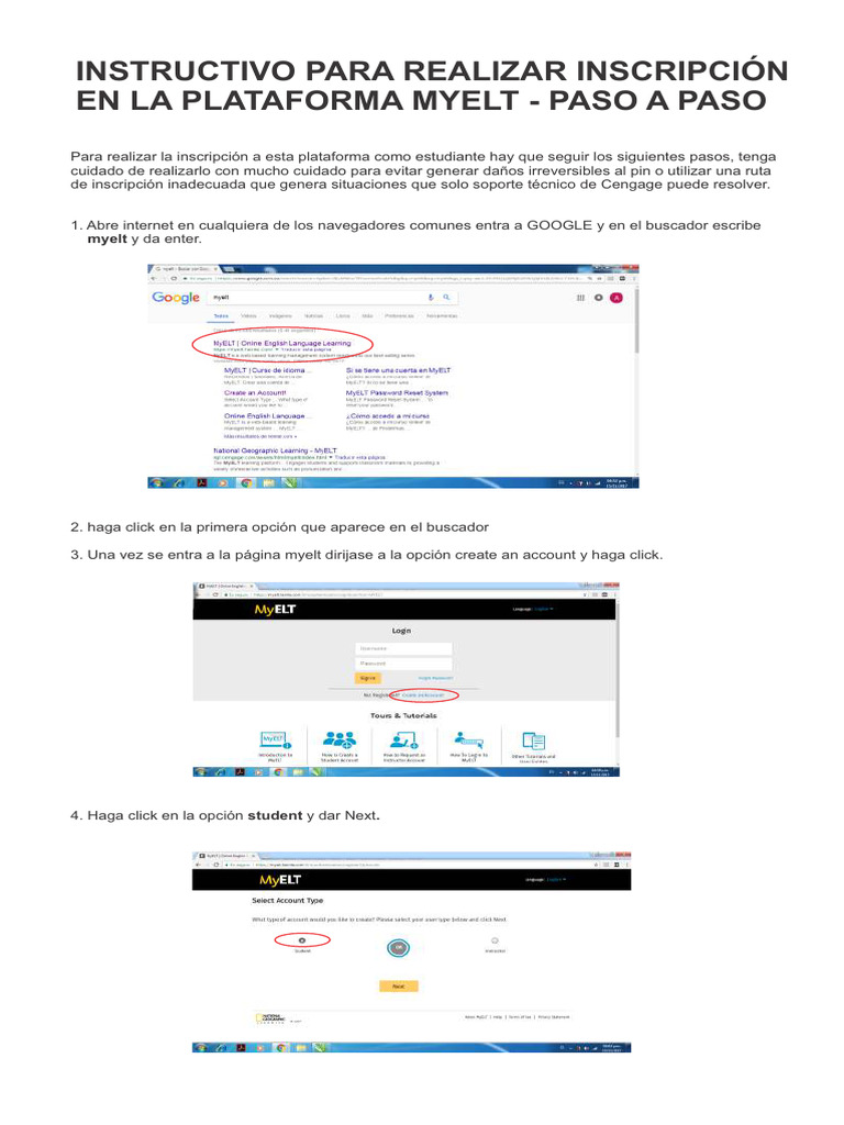 Tutorial Estudiantes Myelt | PDF | Contraseña | Software