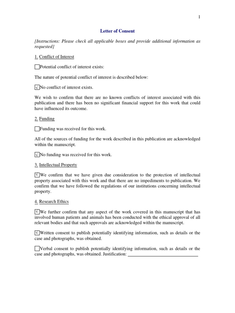 Letter of Consent - JUMMEC - Publication 1 | PDF | Conflict Of Interest ...