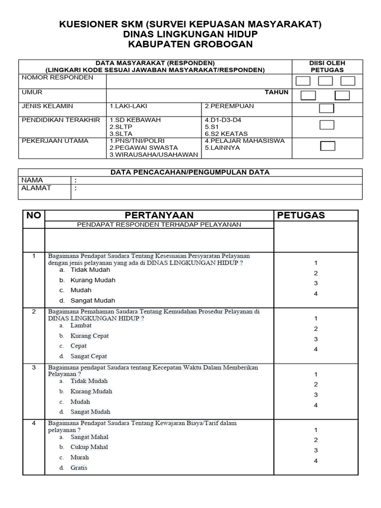 KUESIONER SKM | PDF