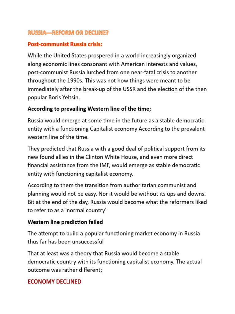 Russia-Reform or Decline | PDF | Soviet Union | World Politics