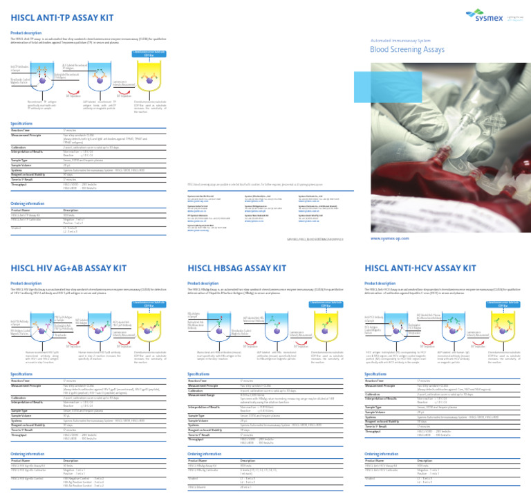 Hiscl Anti-Tp Assay Kit: Blood Screening Assays | PDF | Immunoassay ...