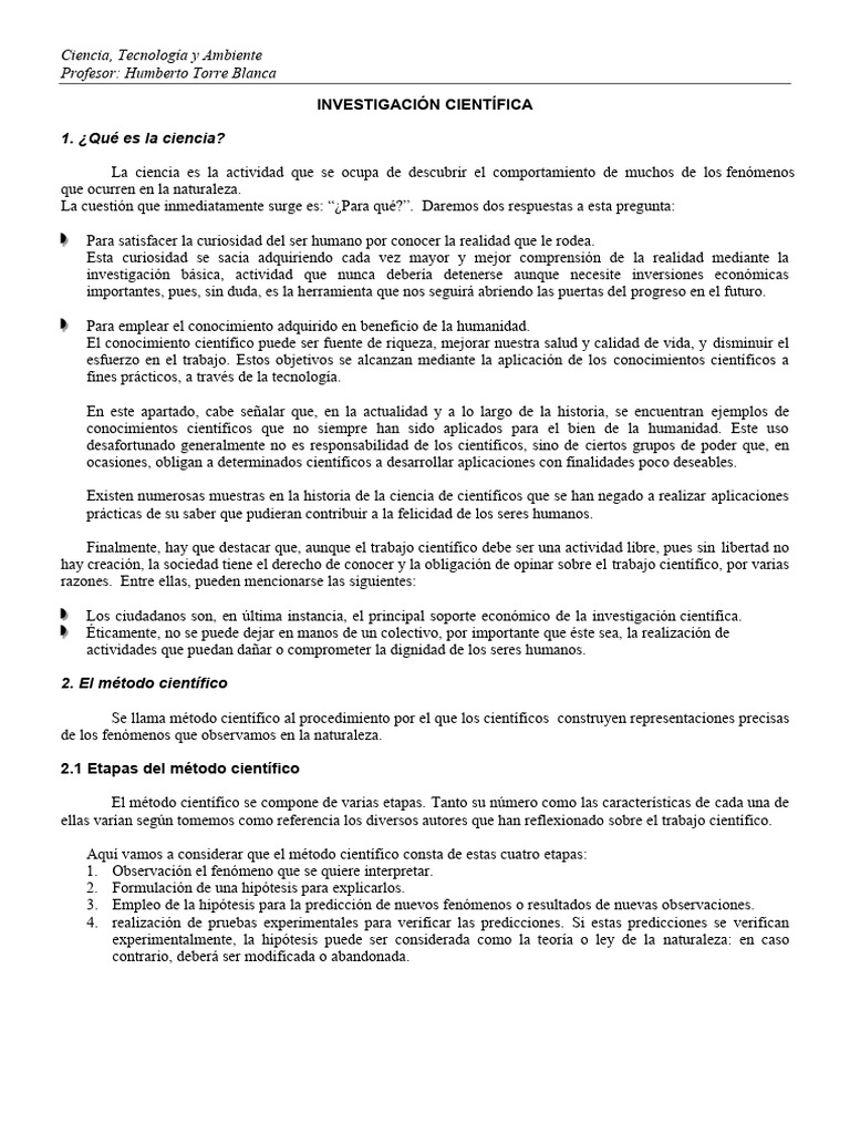 Investigación Científica e Informe Cientifico - 1 | PDF | Método ...