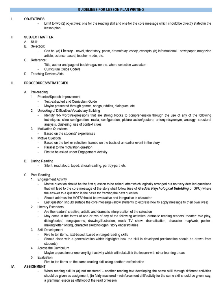 Lesson Plan Guide | PDF | Motivation | Motivational