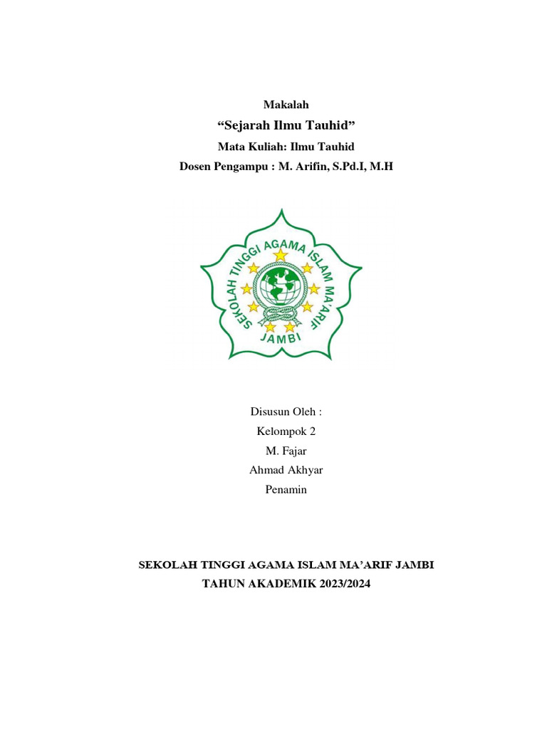 Sejarah Ilmu Tauhi | PDF | Agama & Spiritualitas