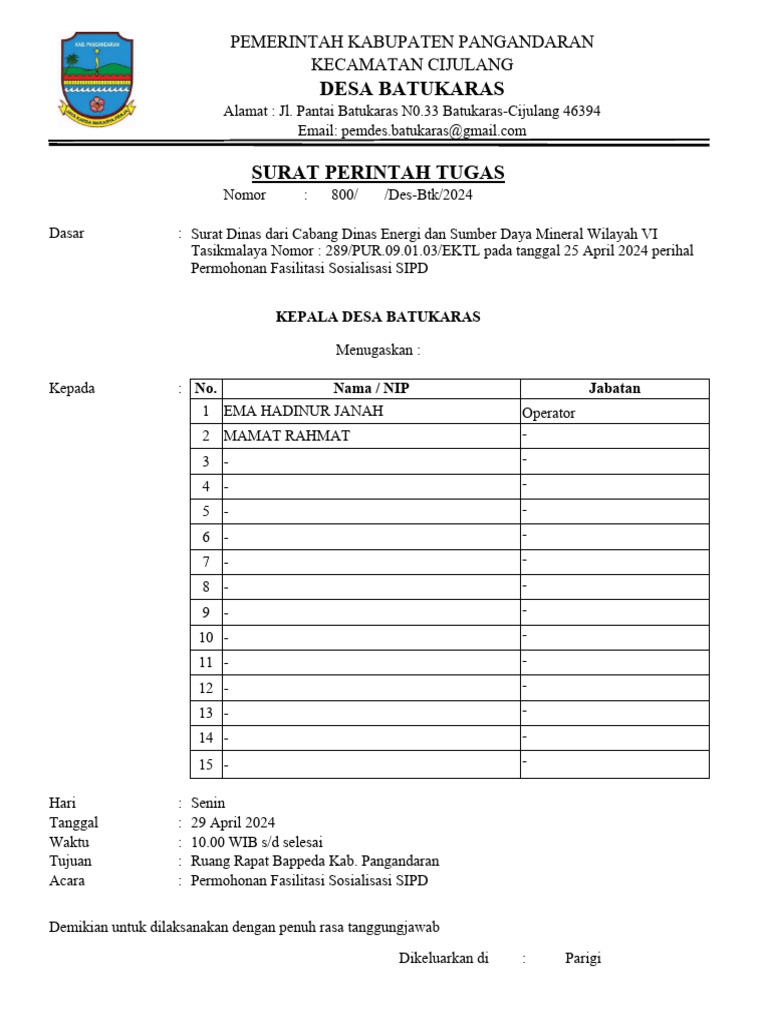 SPPD Kader PKK Ke Ciakar | PDF