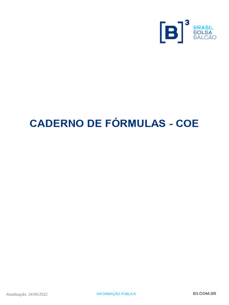 CADERNO DE FORMULAS - COE | PDF | Juros | Investimentos