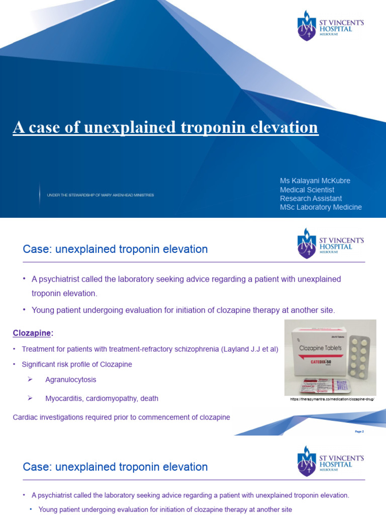 A Case of Unexplained Troponin Elevation. Kalayani McKubre AACB ...