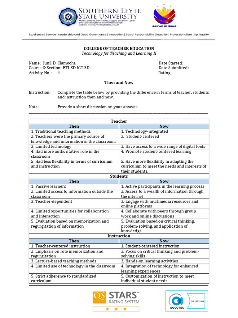 then-and-now | PDF | Learning | Teaching Method