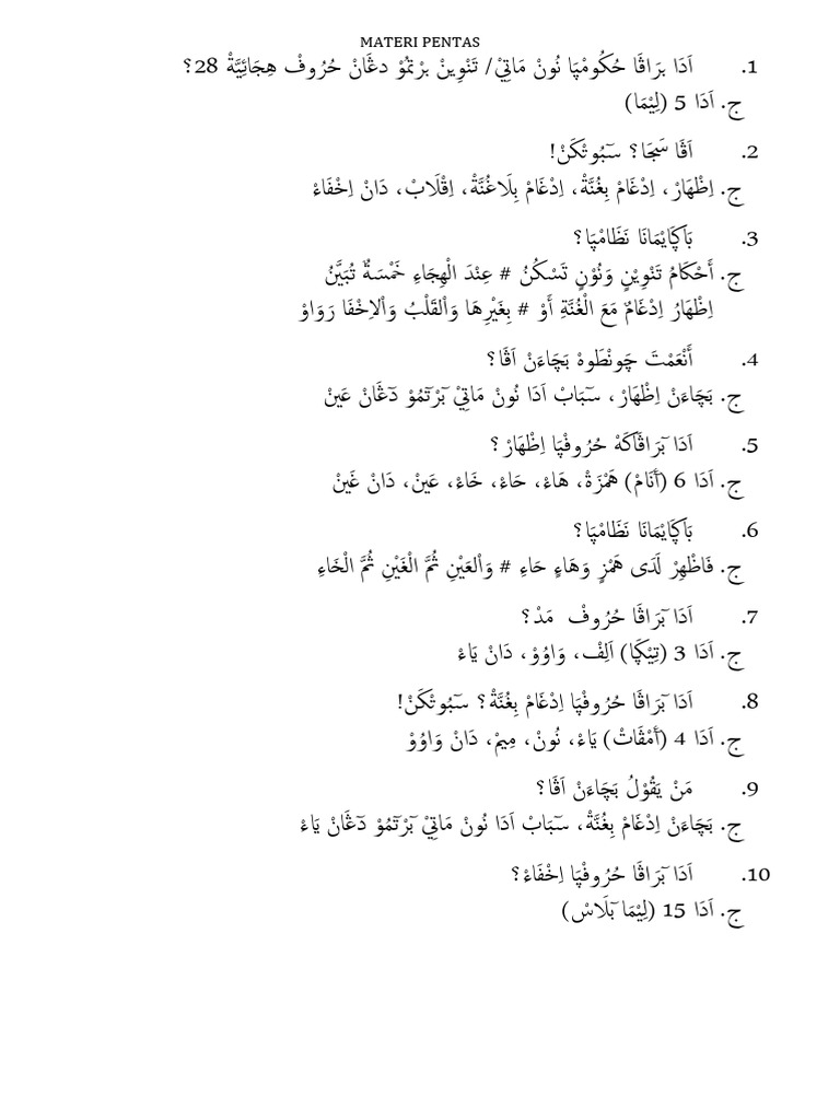 Materi Pentas Syifaul Jinan | PDF