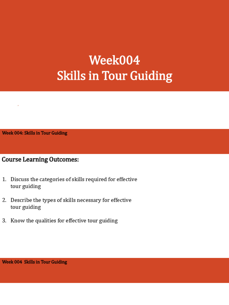W3 PPT Skills in Tour Guiding | PDF | Body Language | Communication