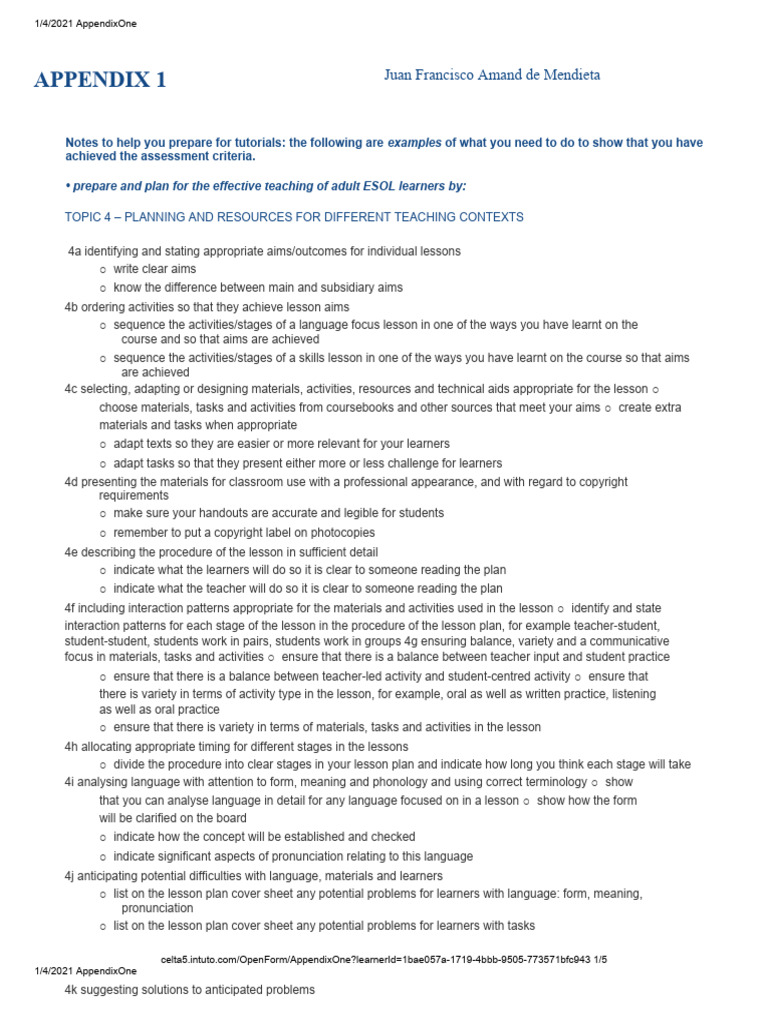 CELTA criteria | PDF | Learning | Lesson Plan