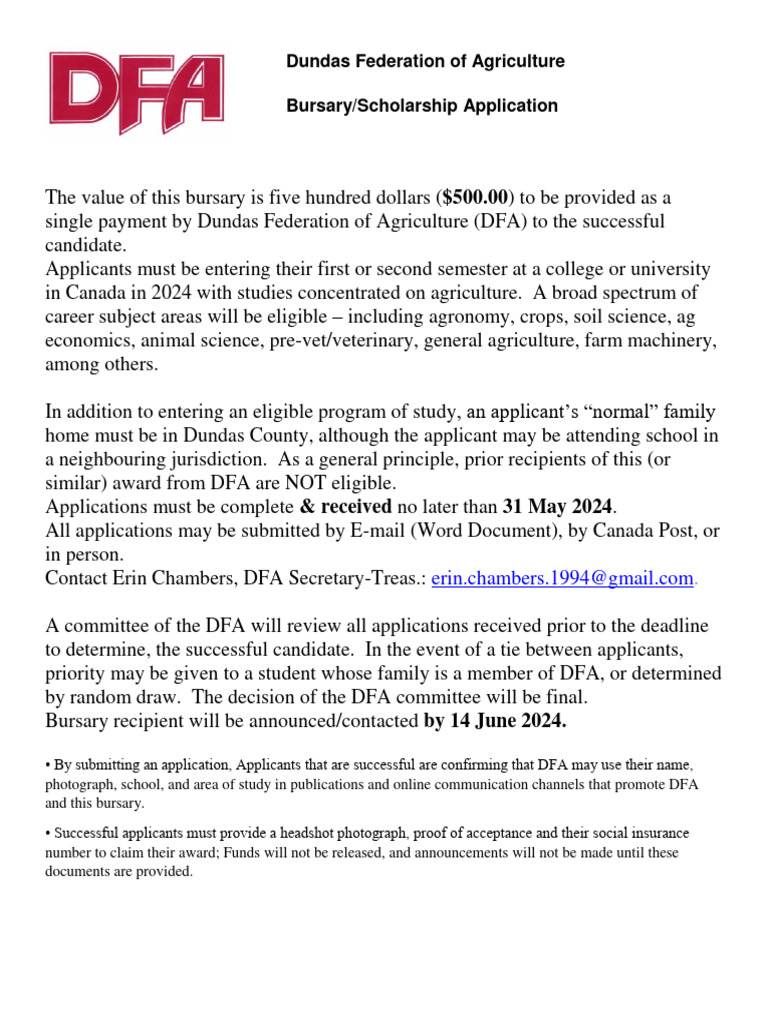 Dfa Bursary Application 2024 | PDF