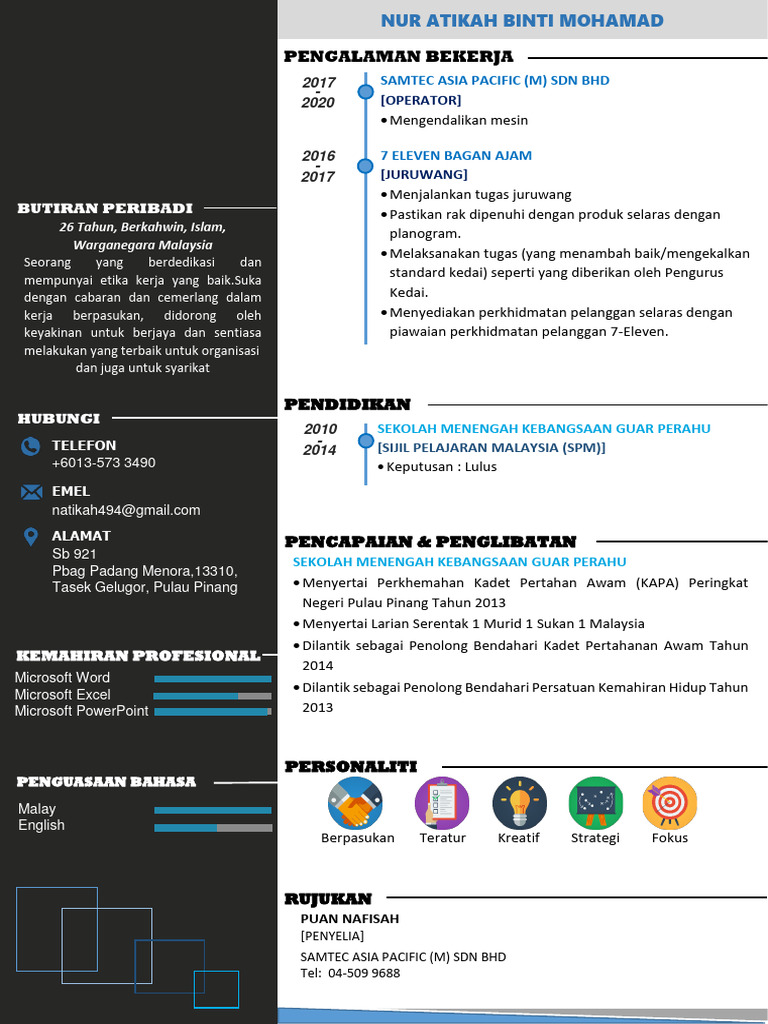 Resume Nur Atikah Binti Mohamad | PDF