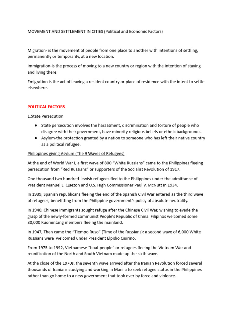 Economic and Political Factors - Docx - Sambitan | PDF | Cost Of Living | Refugee