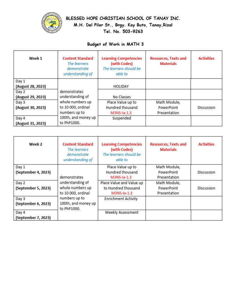 Math 3 Week 1-2 | PDF | Numbers | Arithmetic